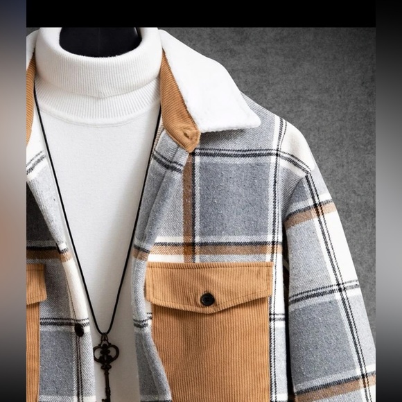 posh chronicles | Jackets & Coats | Men Pc Plaid Print Flap Pocket Drop ...